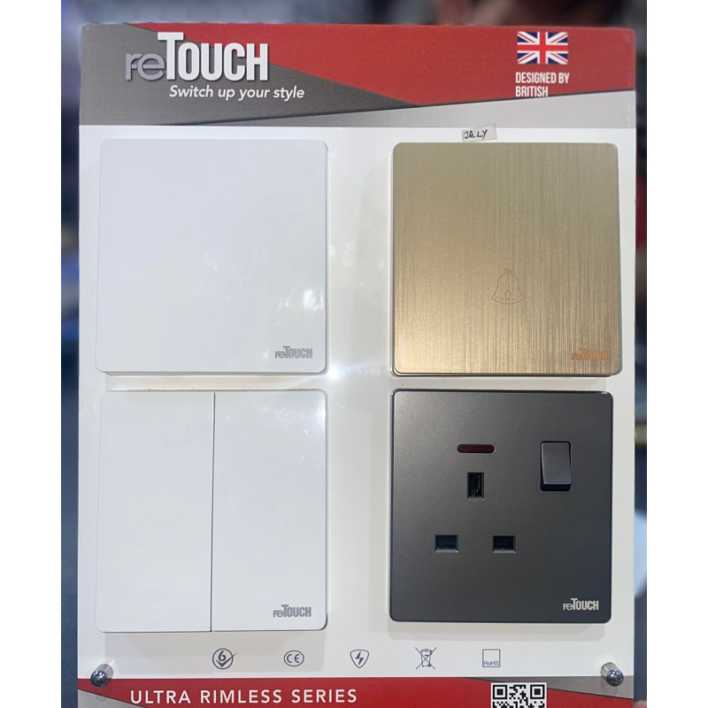 RETOUCH Switches Ultra Rimless White Grey Gold [SIRIM] 13A Switch ...