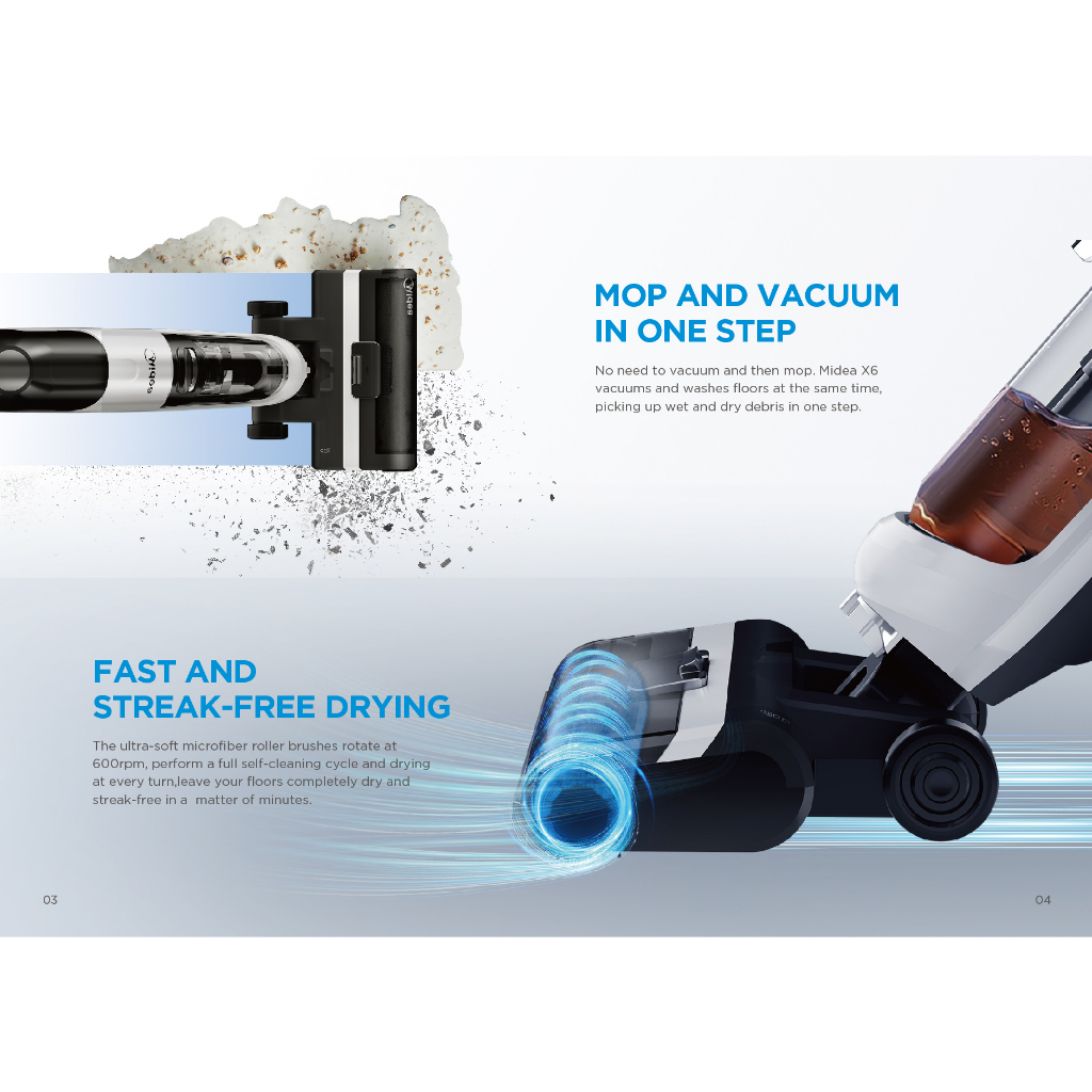 MIDEA Wet & Dry Cordless 3 in 1 Floor Washer / Vacuum / Mop with Self ...