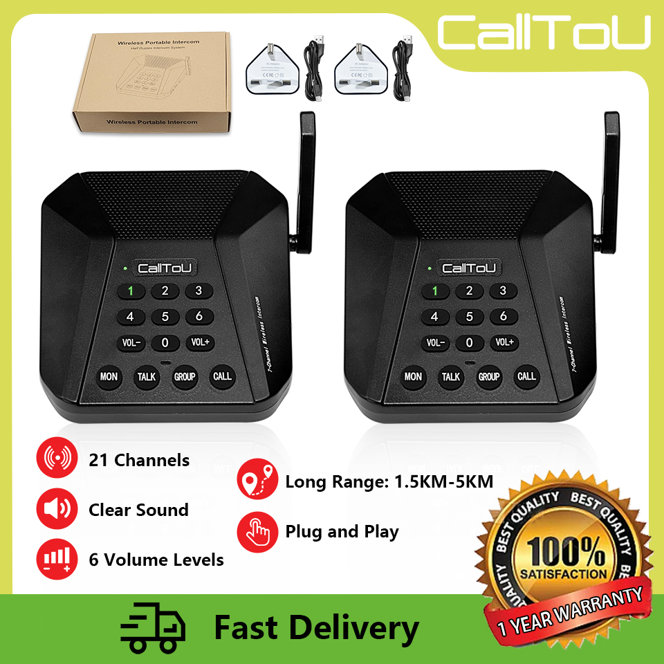 CallToU Wireless Office Intercom System 2.4KM Range 21 Channels ...