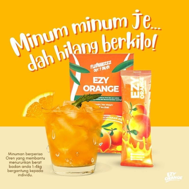 EZY ORANGE ORIGINAL UBAT KURUS 3 in 1 DETOX / FAT BURNER / FIBRE BERKESAN MENURUNKAN BERAT BADAN ...