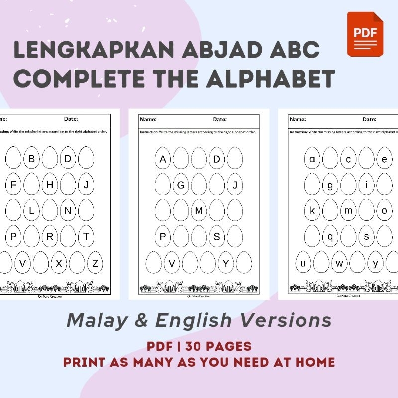 [PDF] COMPLETE THE ALPHABET/LENGKAPKAN ABJAD ABC - Children Learning ...
