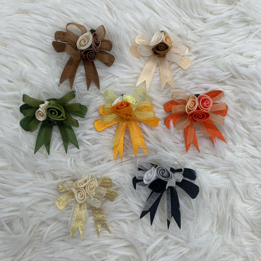 [Ready Stock] 4.5CM Mini Ribbon Flower Deco/Bunga Rozek/Bunga Kecil DIY ...