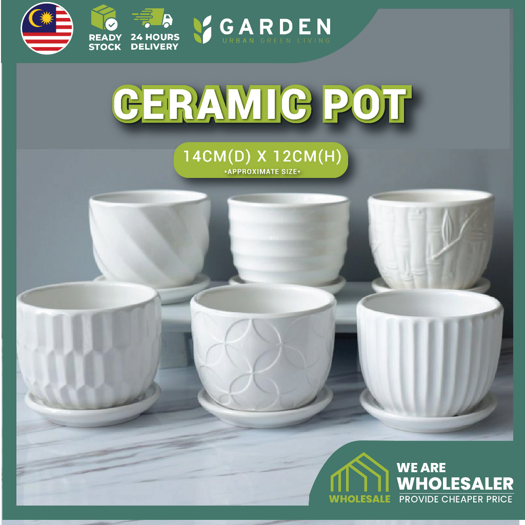 Simplified Style Ceramic Flower Pot Indoor Creative Round Small Ceramic ...