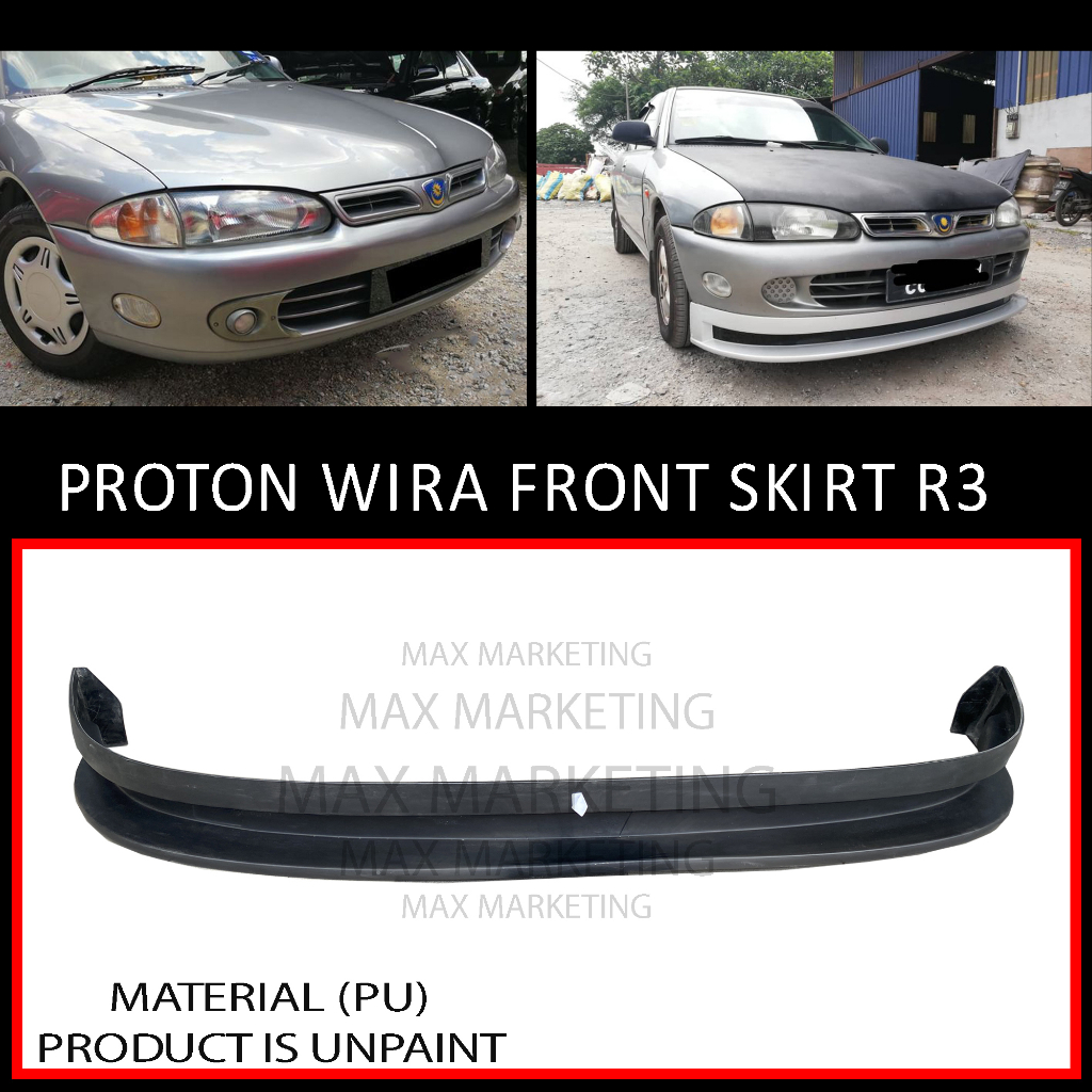 PROTON WIRA R3 FRONT SKIRT POLYURETHANE SKIRT LIP BODYKIT (PU) | Shopee ...