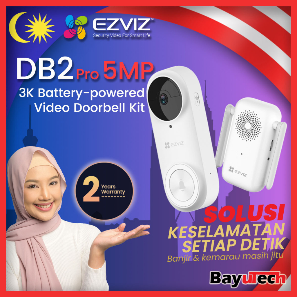 EZVIZ DB2 2K / DB2C Video Doorbell Battery-Powered Wireless Kit With ...