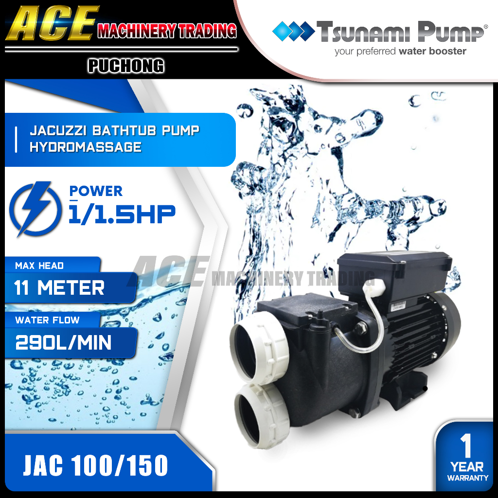 TSUNAMI JACUZZI Pump Jacuzzi Hydromassage Bathtub Pump 2"inlet & outlet ...