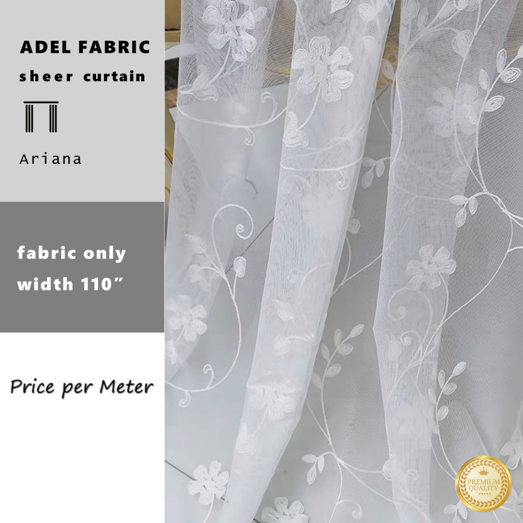 ADEL ARIANA Kain Langsir Sheer Bidang 110" Potong Meter Benang Kilat ...