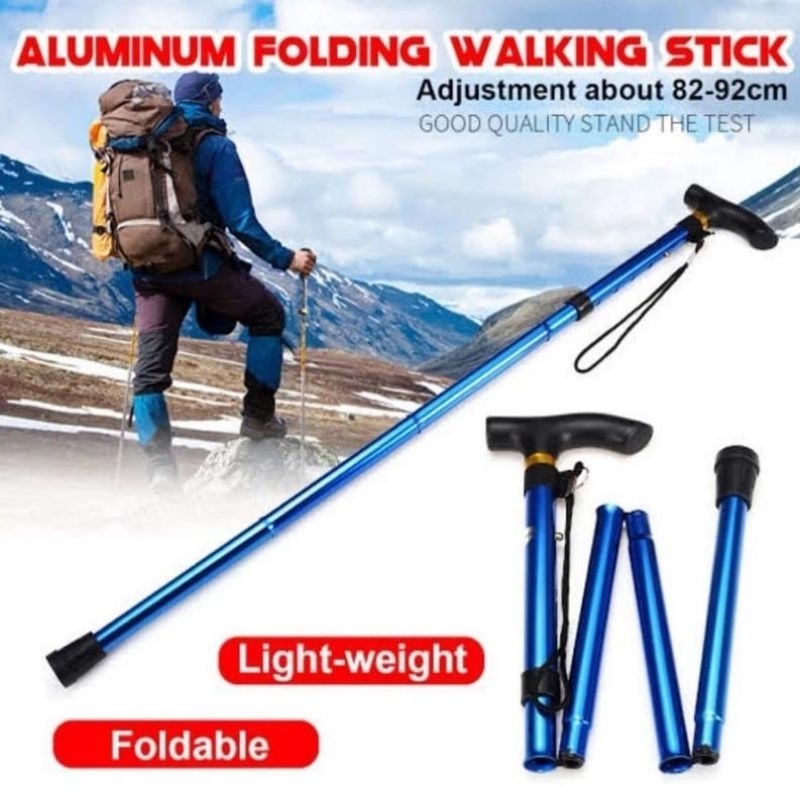 KR8403 Aluminium Adjustable Walking Stick Foldable Trekking Poles Anti ...