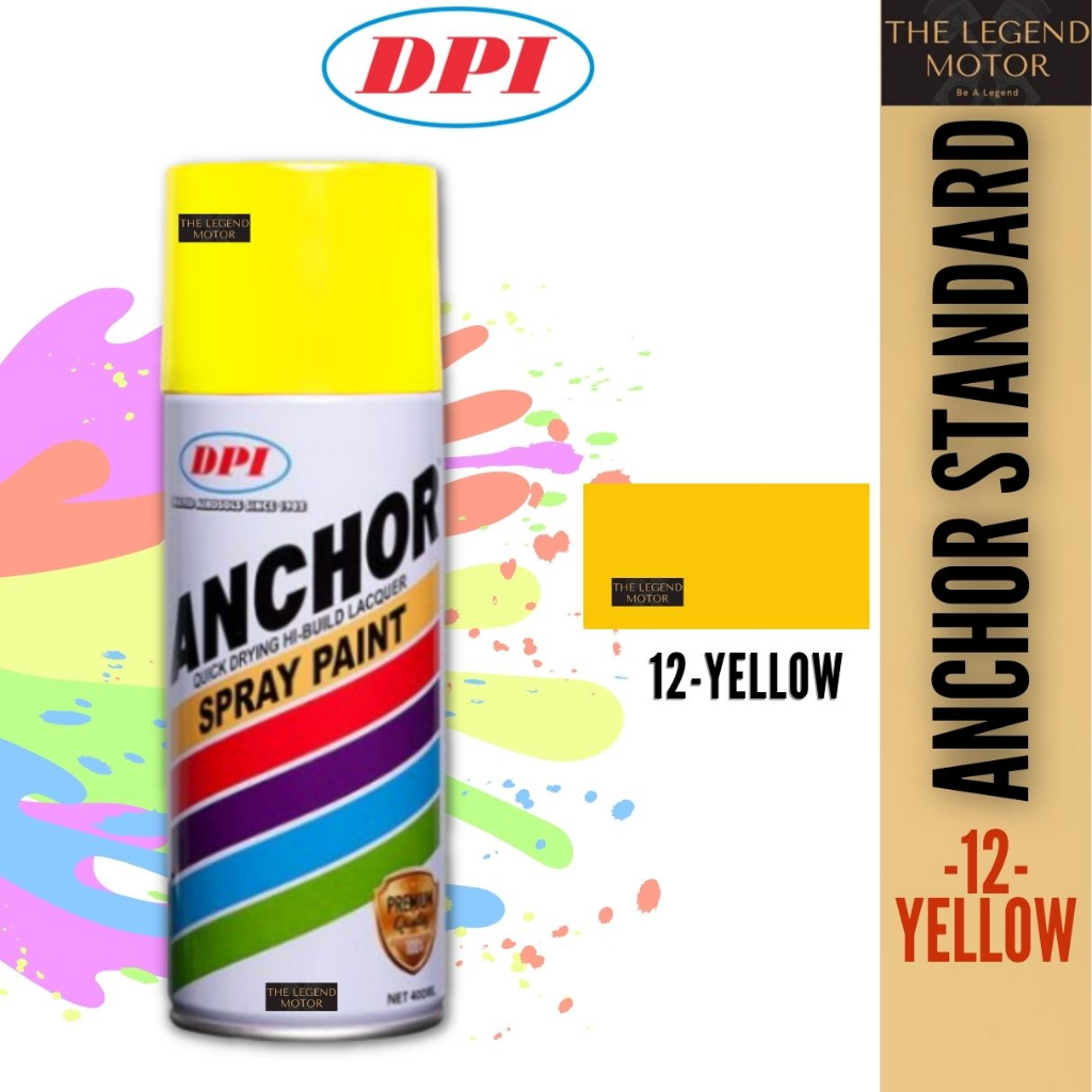 ANCHOR 12 Yellow Kuning Standard Can Spray Paint 400ML Cat Spray Tin ...