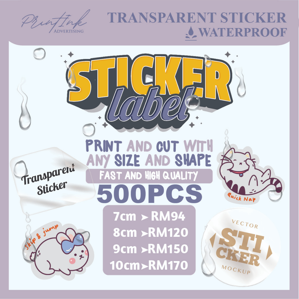 Custom Transparent Sticker Label Printing Product | 7cm to 10cm ...