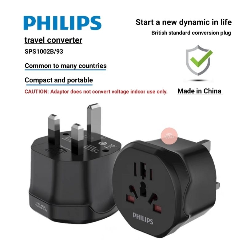 Philips travel converter adapter UK 3 pin conversion plug | Shopee Malaysia