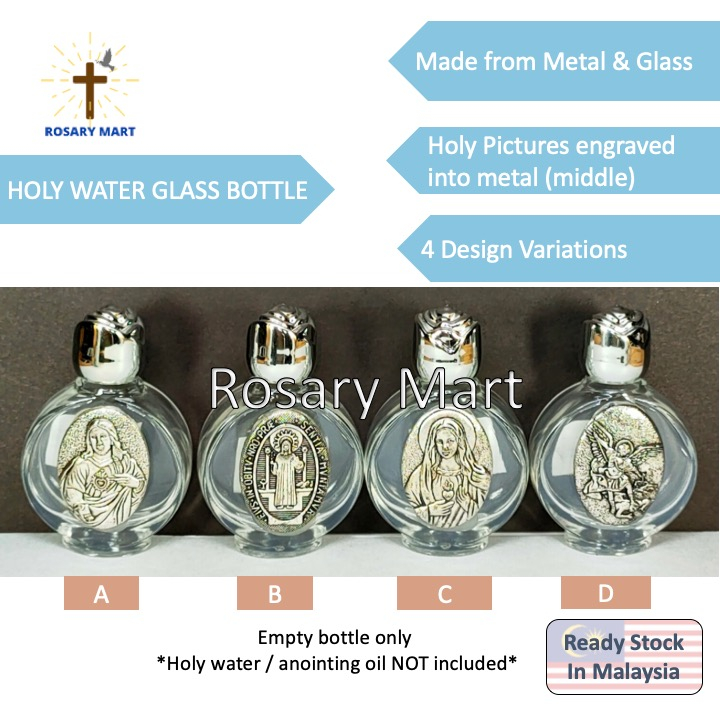 GLASS BOTTLES ONLY for storing Holy Water/Anointing Oil * 4 DESIGNS ...