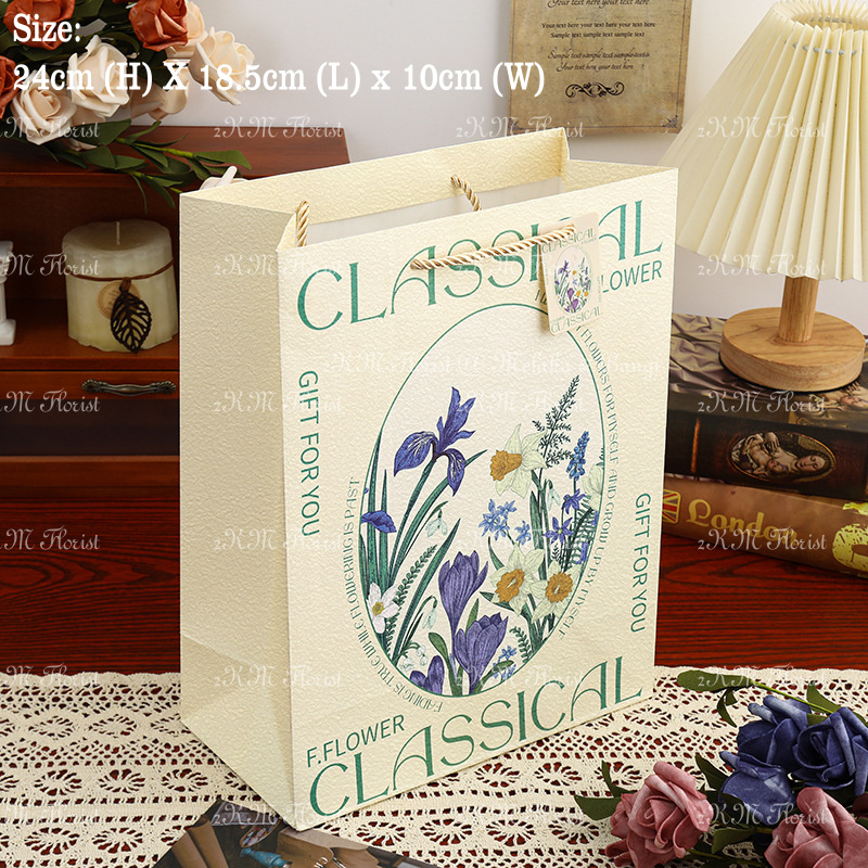 MACAROON TOTE BAG Rectangular Shaped Flower Paper Chain Handle Doorgift ...