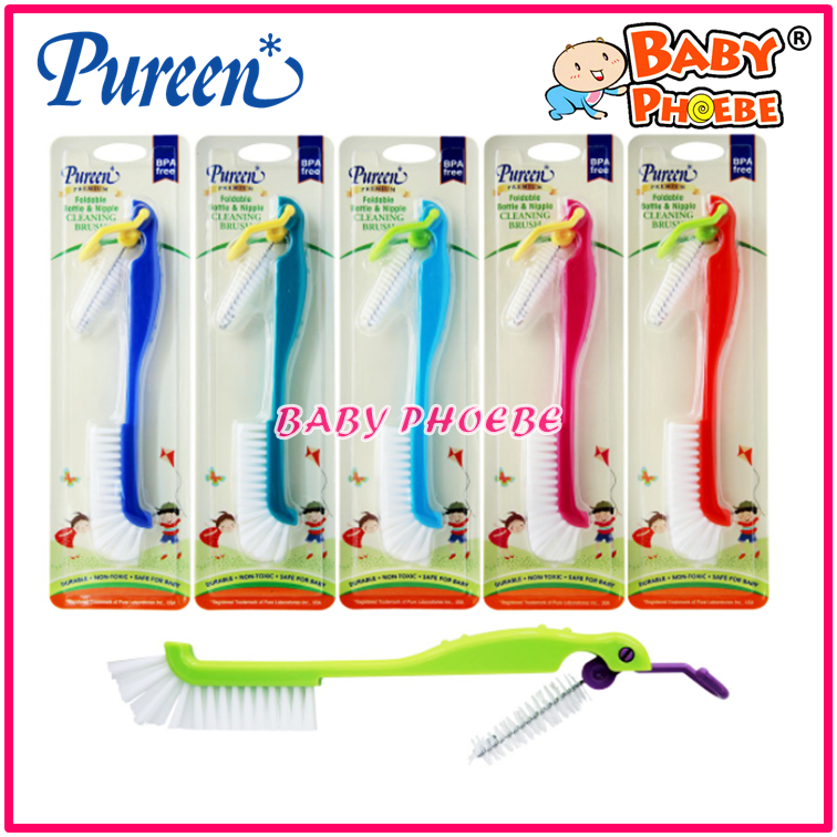 Pureen FCB Foldable Bottle & Nipple Cleaning Brush (Random Colour ...