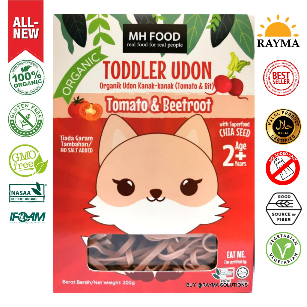 MH FOOD Premium Organic Toddler Udon, Tomato and Beetroot with ...
