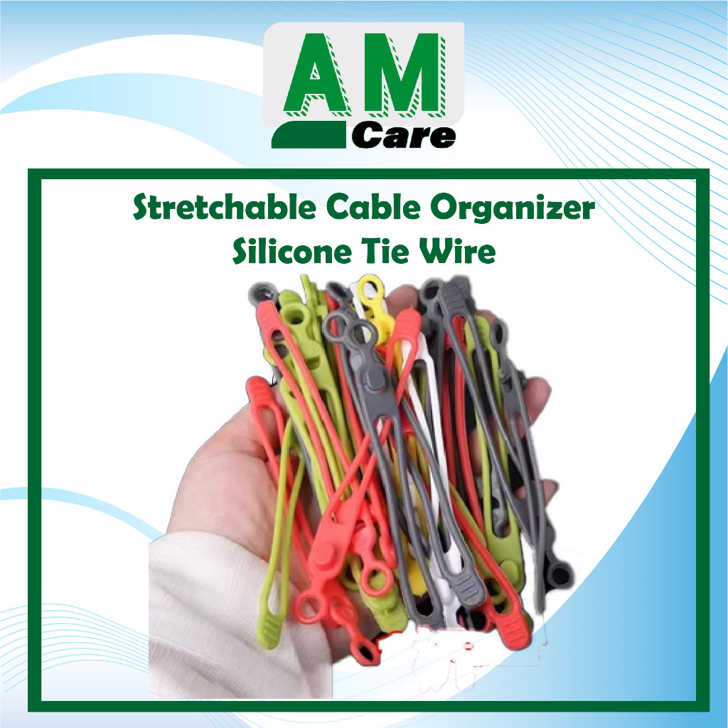 Stretchable Cable Organizer Silicone Tie Wire Long | Shopee Malaysia