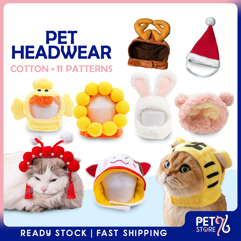 [CUTEST] 🇲🇾Stock Soft Cotton Cartoon Pet Headwear Cat Hat Rabbit Hat ...