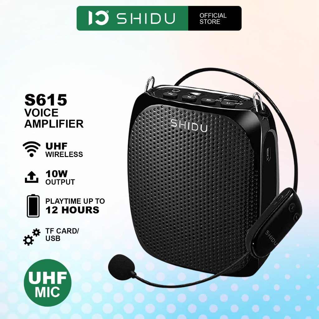 SHIDU S615 Portable Speaker with Microphone 10W | UHF Wireless Headset ...