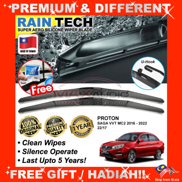 Taiwan Silicone Wiper PROTON SAGA VVT MC2 2016-2022 (22/17) RAIN-TECH ...