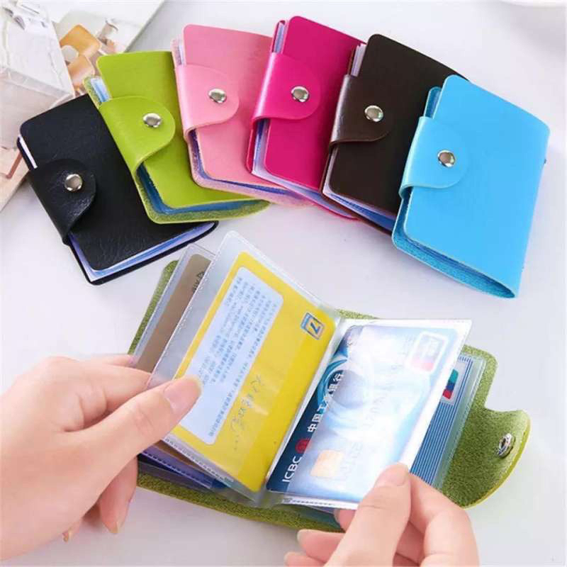𝟮𝟰 𝗦𝗟𝗢𝗧𝗦 》PU Leather Cards Holder Case Credit Debit Card IC Driving ...