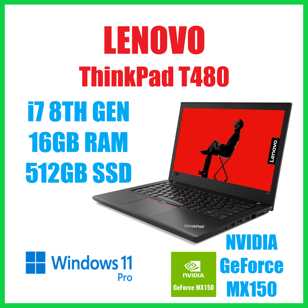 LENOVO THINKPAD T480 i7 8th gen/512gb ssd/NVIDIA GeForce MX150/Non ...