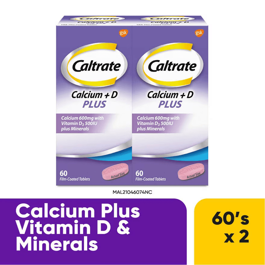 CALTRATE 600 Plus Calcium with Vitamin D & Minerals 60s x 2 Twin Pack ...