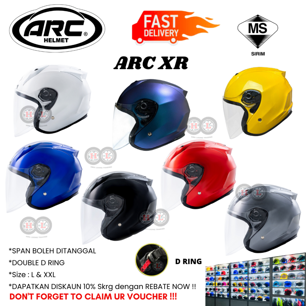 ARC XR PLAIN COLOUR OPEN FACE HELMET ORIGINAL ( HELMET ARC XR COLOUR ...