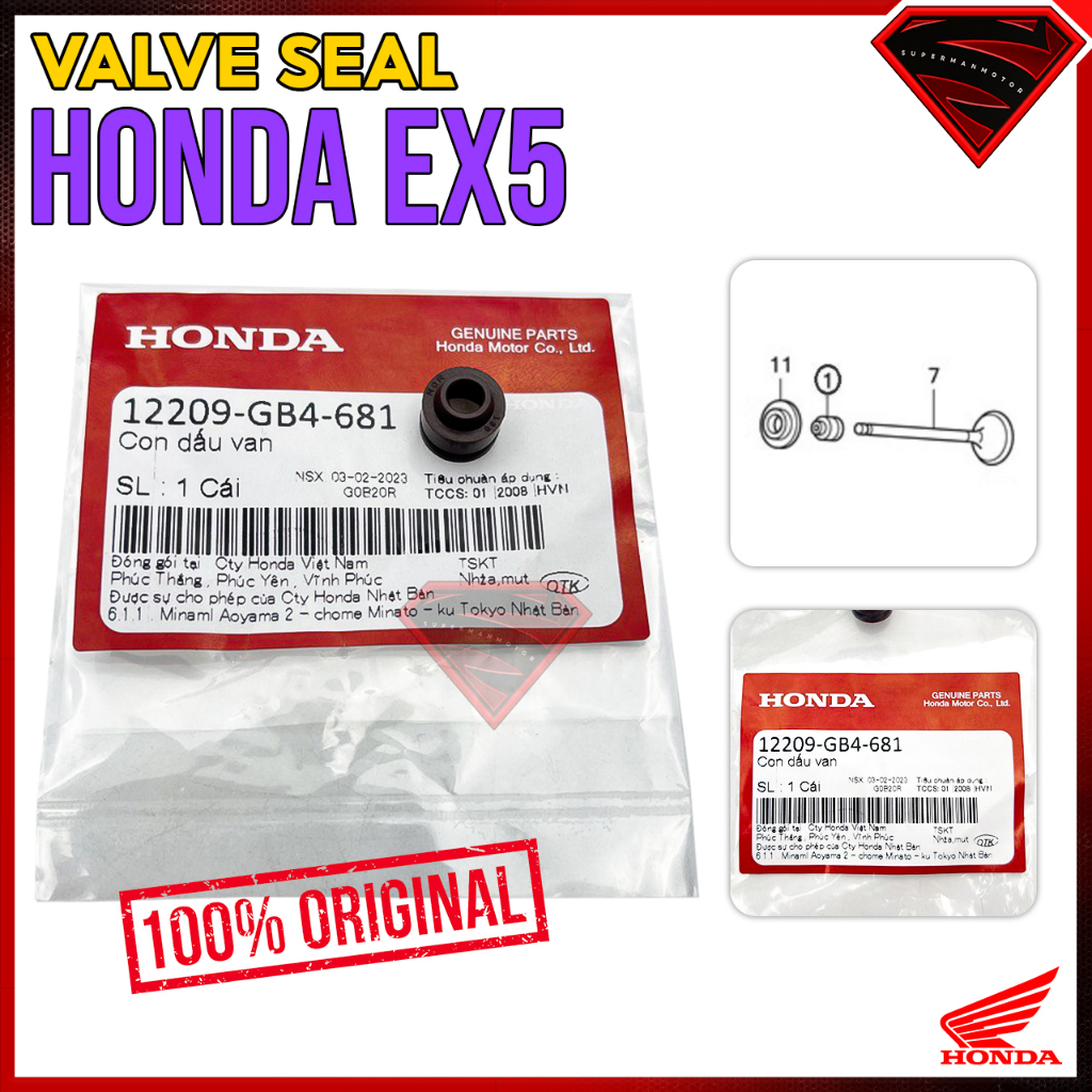 100% ORIGINAL HONDA VALVE SEAL STEM EX5 DREAM ALPHA DX110 DASH110 DASH125 WAVE125 PCX AIR BLADE ...