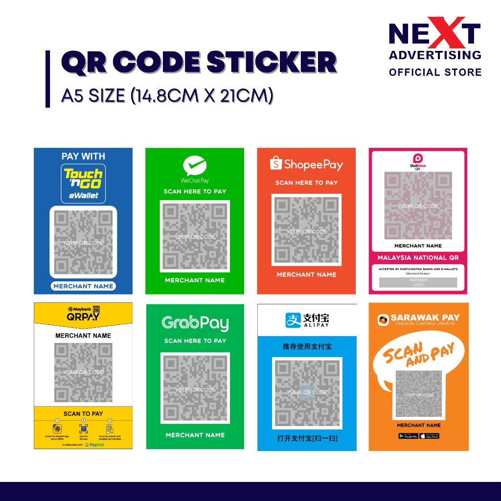 Premium A5 Size QR Code Payment Sticker | Sticker only | Shopee Malaysia
