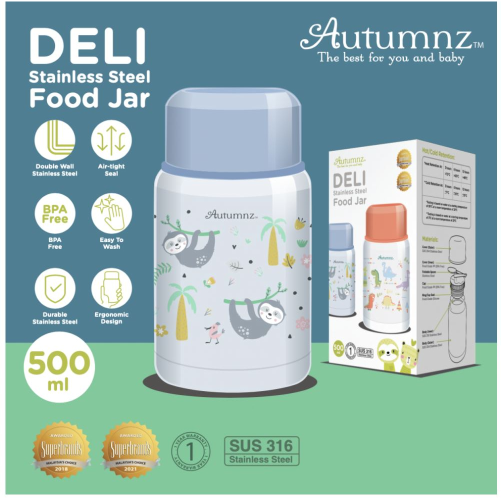 Autumnz DELI Stainless Steel Vacuum Food Jar (500ml) | DELI Stainless Steel Vacuum Flask (500ml ...