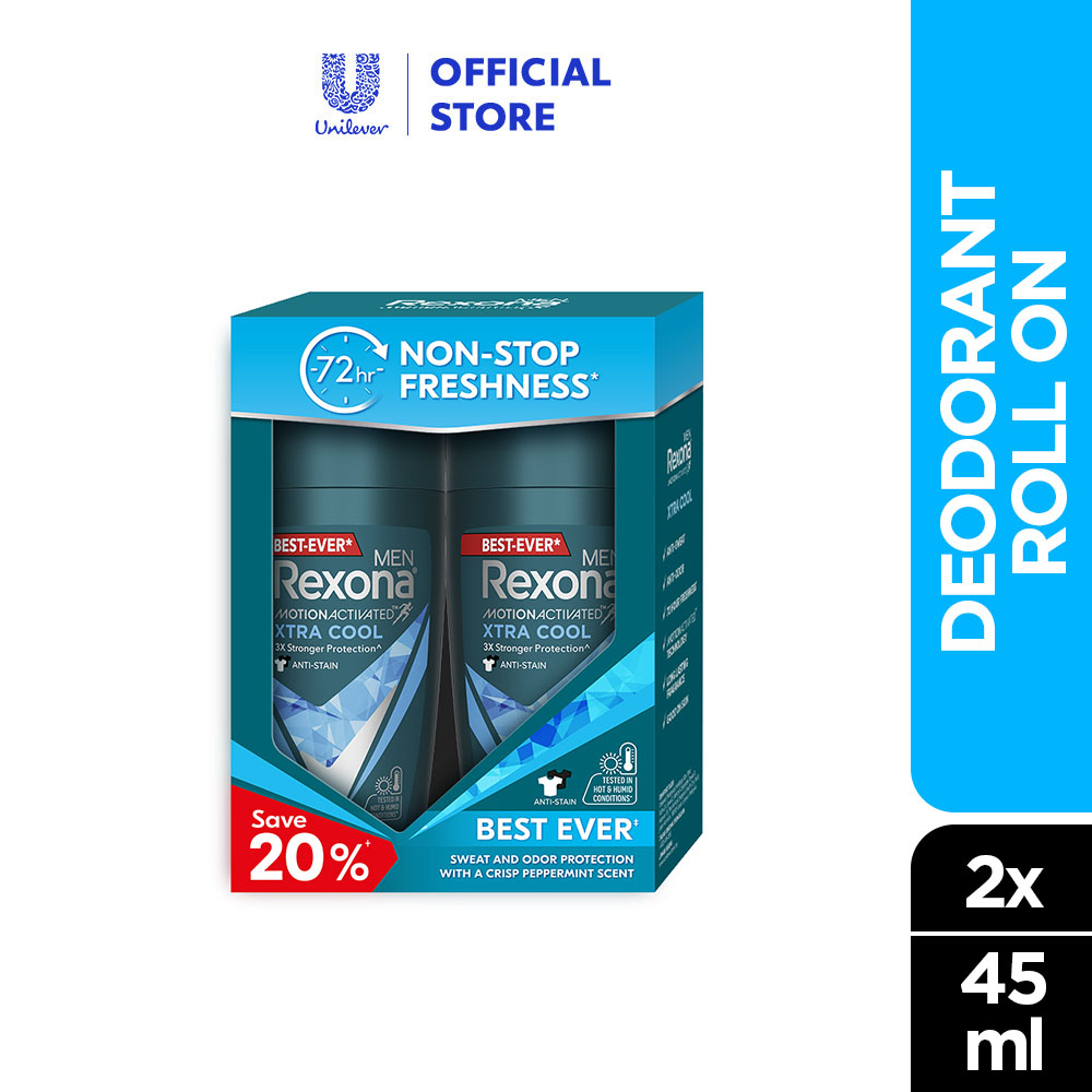 Rexona Men Deodorant Roll On - Xtra Cool (45ml x 2) | Shopee Malaysia