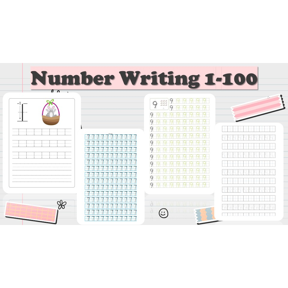 [PRE170] 76 pages Number Writing 1-100 Worksheet for Pre-school PDF ...