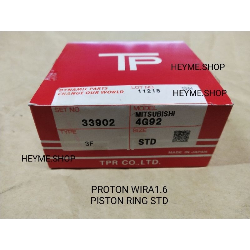 Piston Ring (TP JAPAN) for Proton Wira 1.6 & 1.8 (1 SET) 33902 STD MADE ...