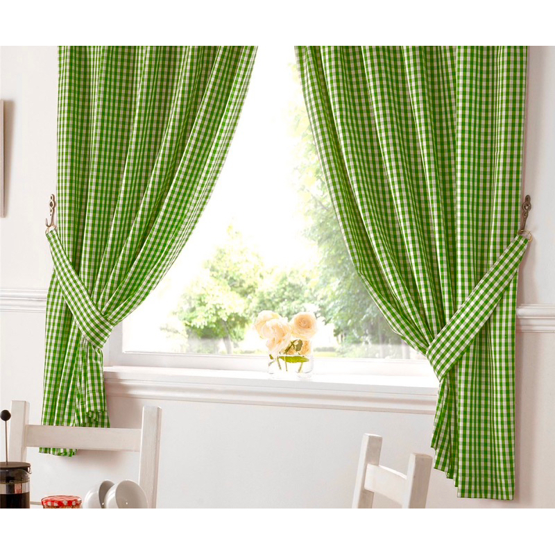New Launching CJ CURTAIN Cotton plaid Retro design curtain semi ...