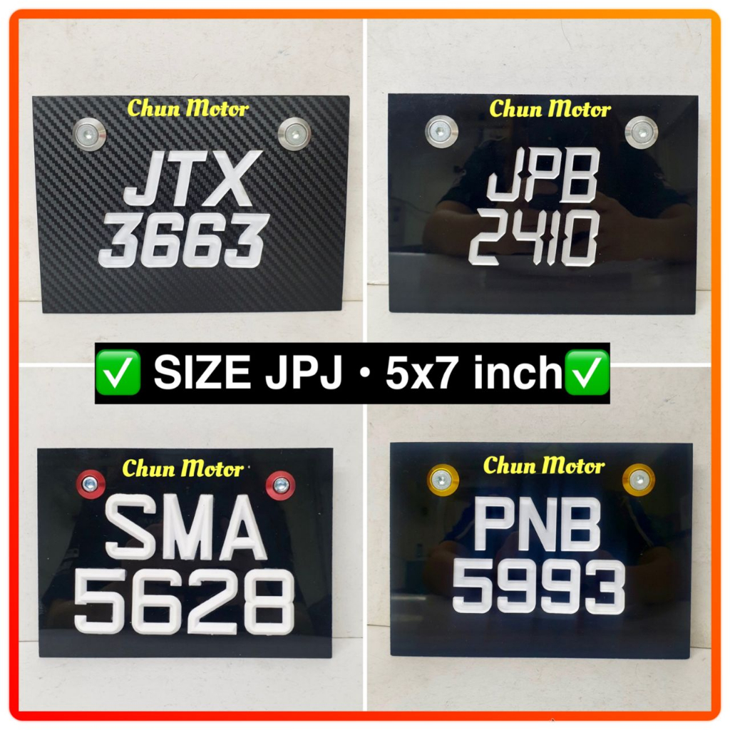 JPJ Size 5x7'' Plate Petak No Plate Motorcycle with Allen Key Nut ...