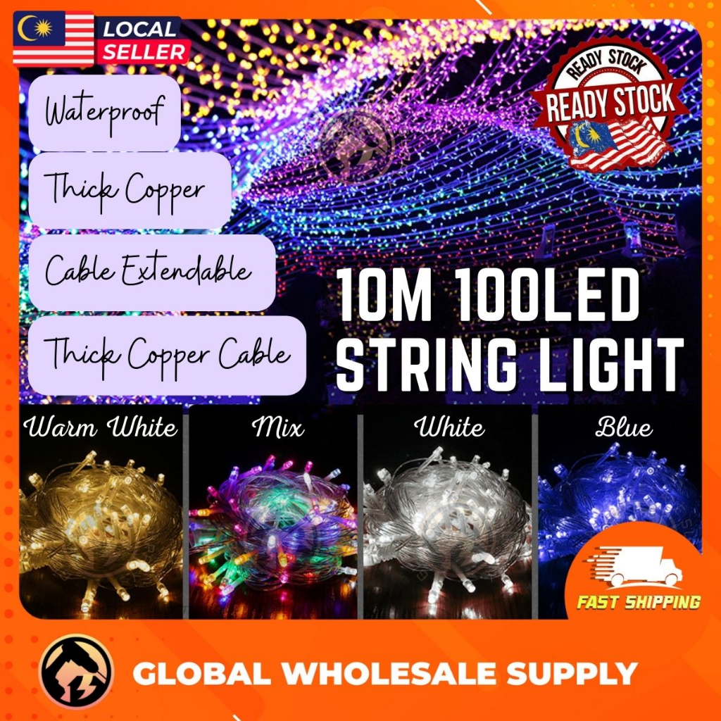 [READY STOCK] COPPER CABLE 10MTR 100L 8 Modes LED String Light Lampu ...