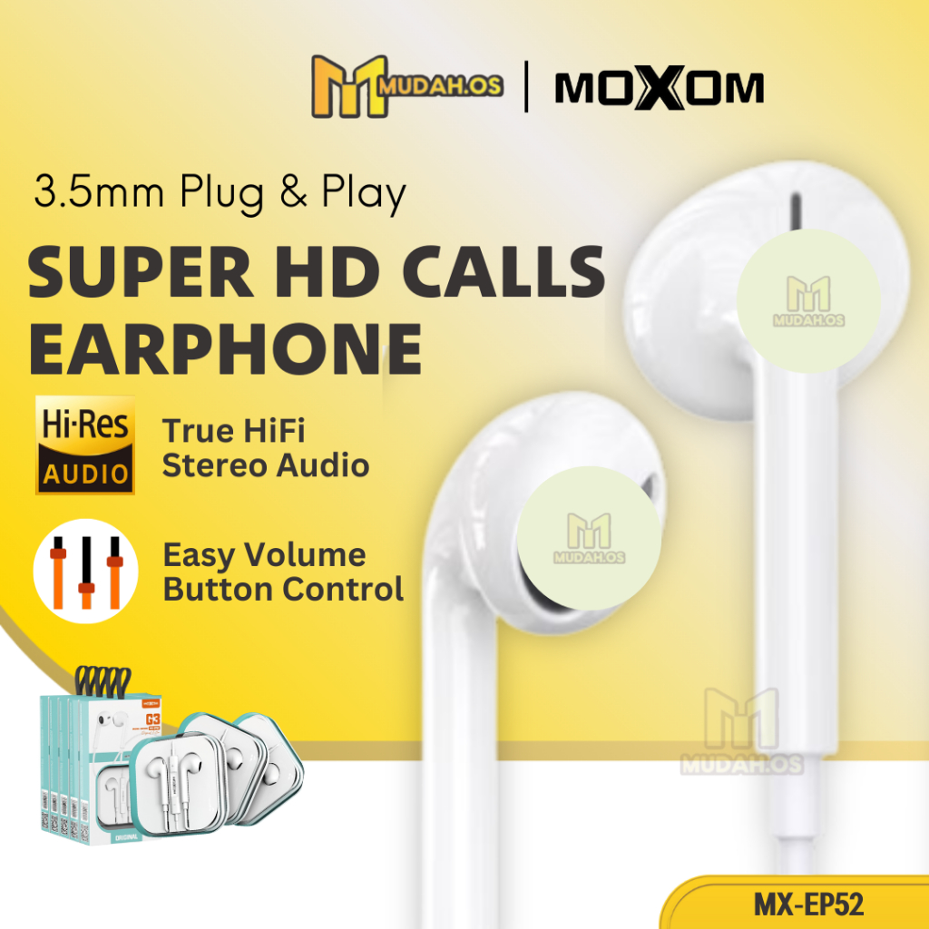 MOXOM In Ear HiFi Bass Music Earphone With Microphone For Call MDMX52 3 ...