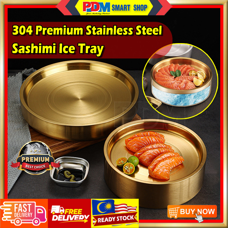 PDM 304 Stainless Steel Japanese Sashimi Ice Plate Keep Cold Serving ...