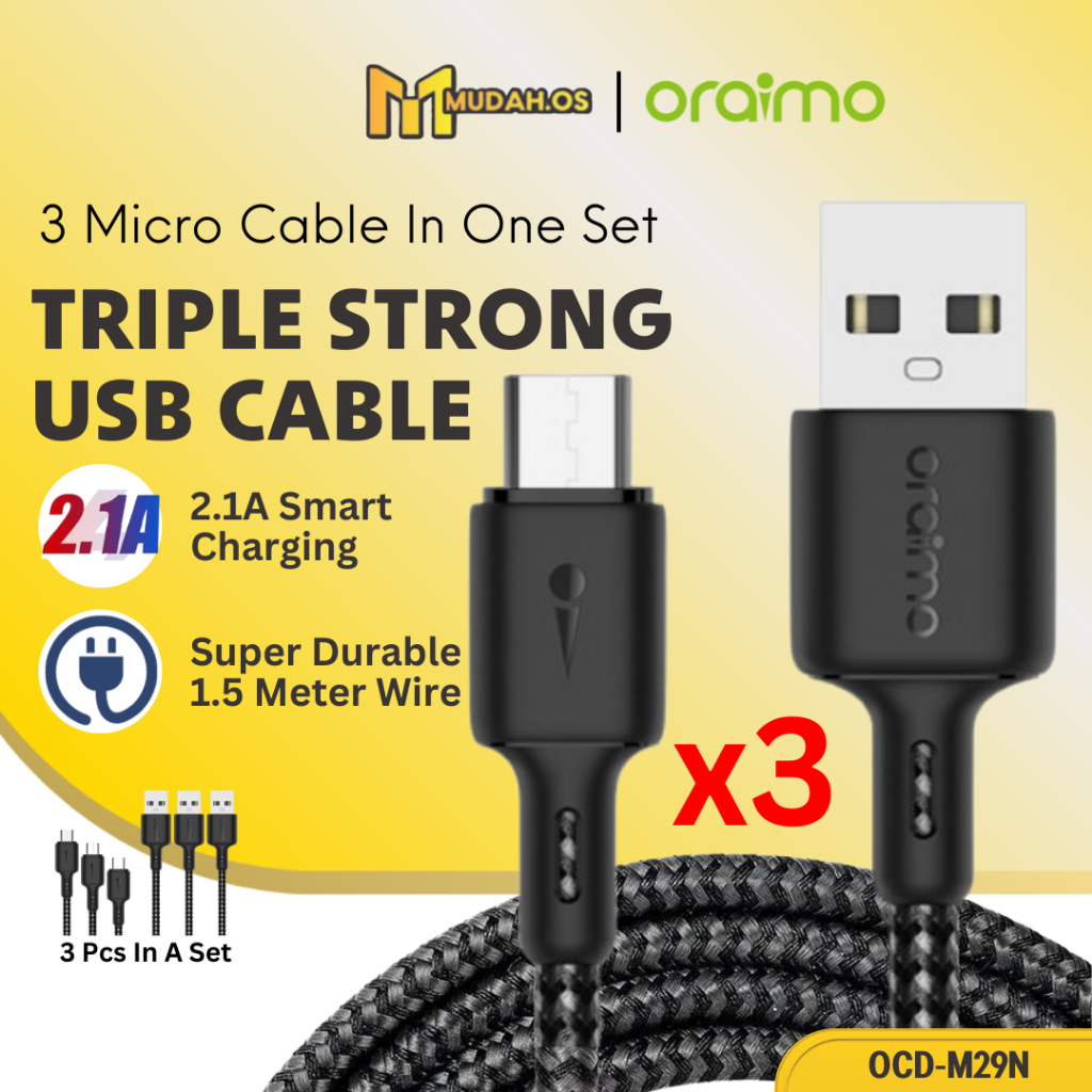 ORAIMO Cable Android Fast Charge 1.5 Meter USB To Micro USB Cabel ...