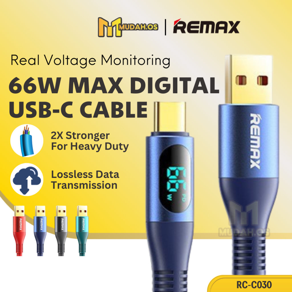 REMAX USB Type C Fast Charging Cable Original MDRCC030 6A Digital ...