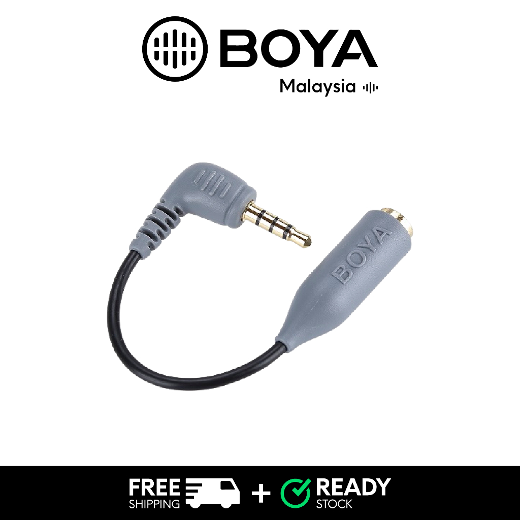 BOYA BY-CIP2 Audio Adapter Cable 3.5mm TRS to TRRS Microphone Cable Adapter for Smartphones ...