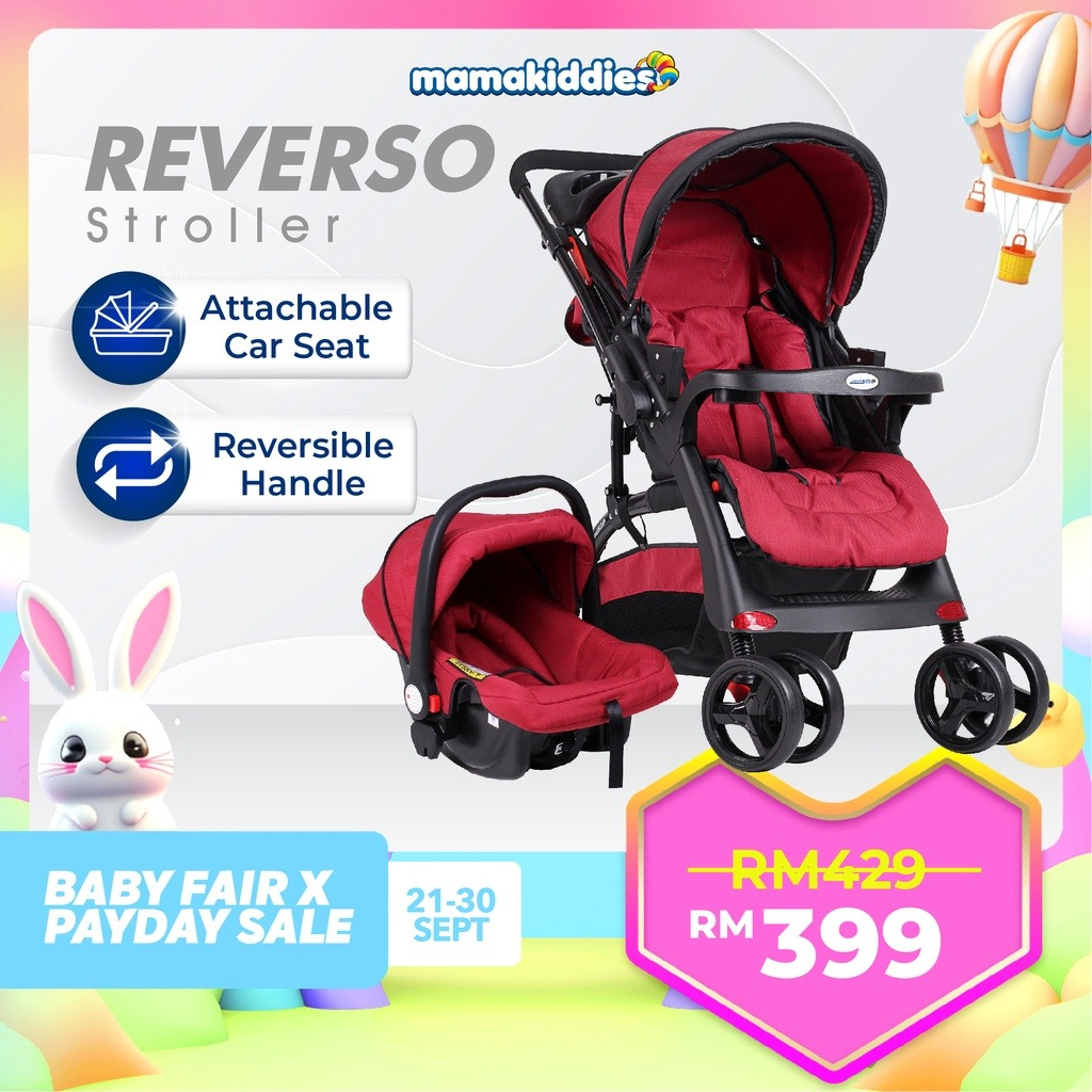 Mamakiddies Reverso Baby Stroller 2in1 Foldable Stroller Baby With Baby Car Seat 2 Way Facing ...