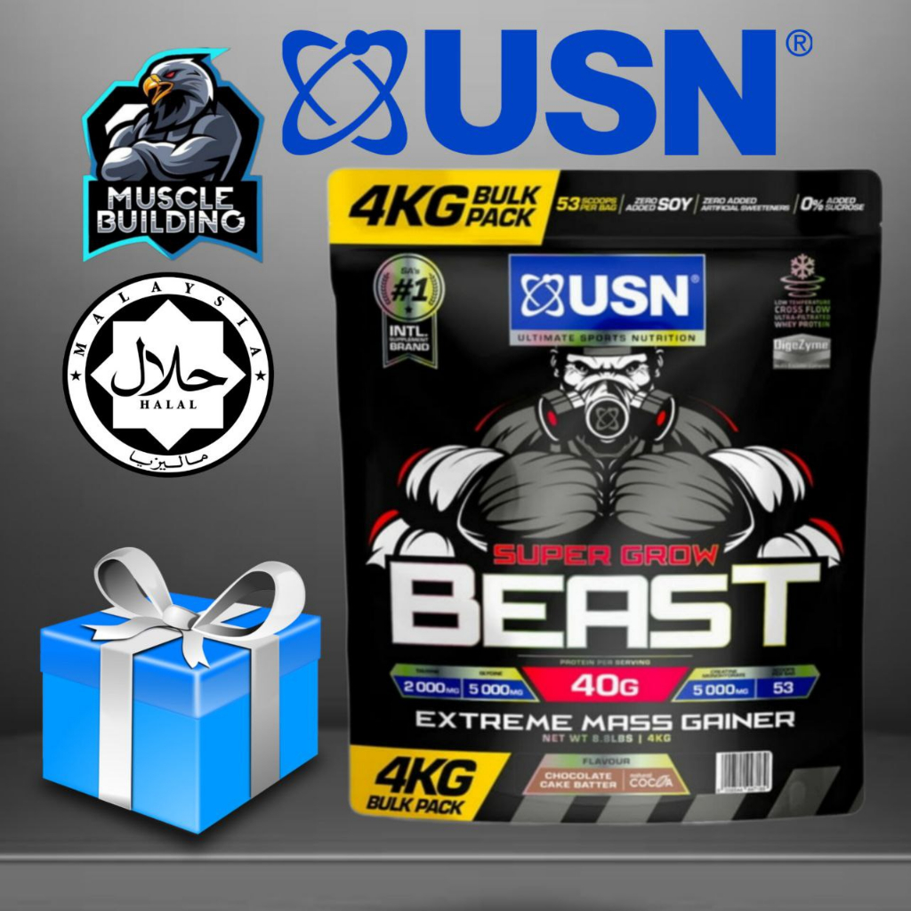 USN Super Grow Beast Extreme Mass Gainer 4kg original 100 % | Shopee ...