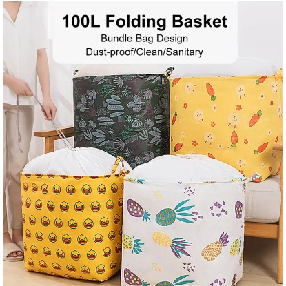 100L Folding Laundry Basket Large Hamper 100L Bakul Dobi Lipat Hamper ...