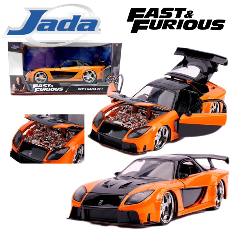 Jada Toys Metal Die cast Car Vehicle Fast & Furious Han's Mazda RX-7 Scale 1:24 Ready Stock In ...