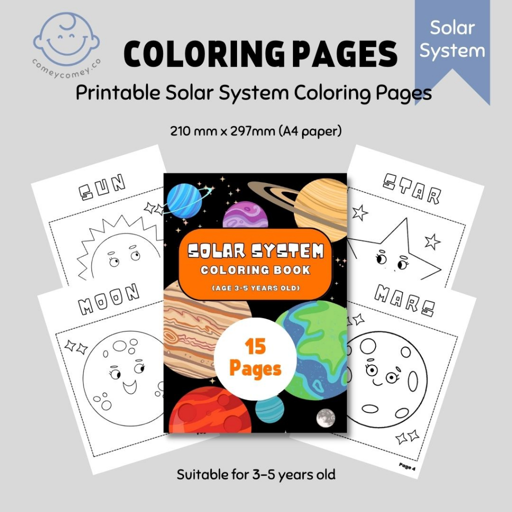 Solar System Coloring Pages for Kids-Instant Download (15 pages ...