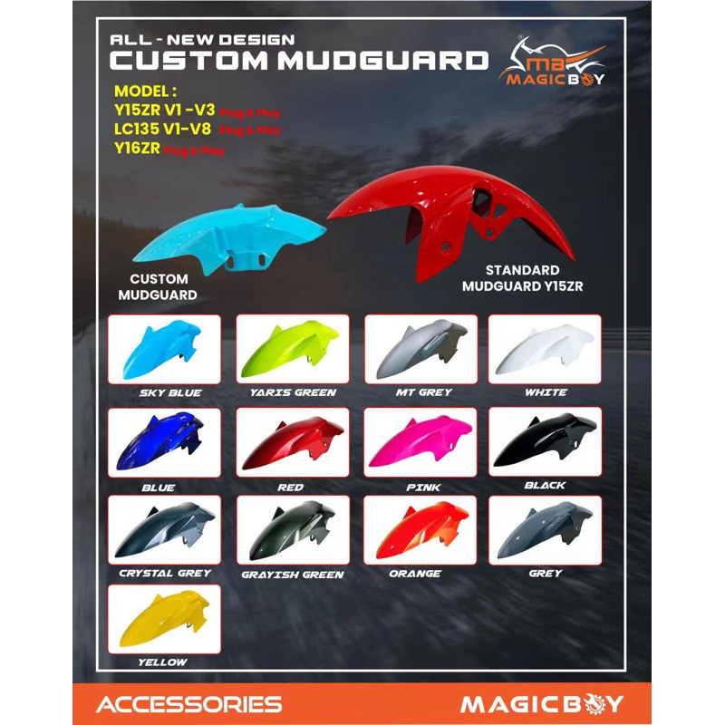 Magic Boy Front Fender Y15ZR Y16ZR Lc135 Mudguard Custam | Shopee Malaysia
