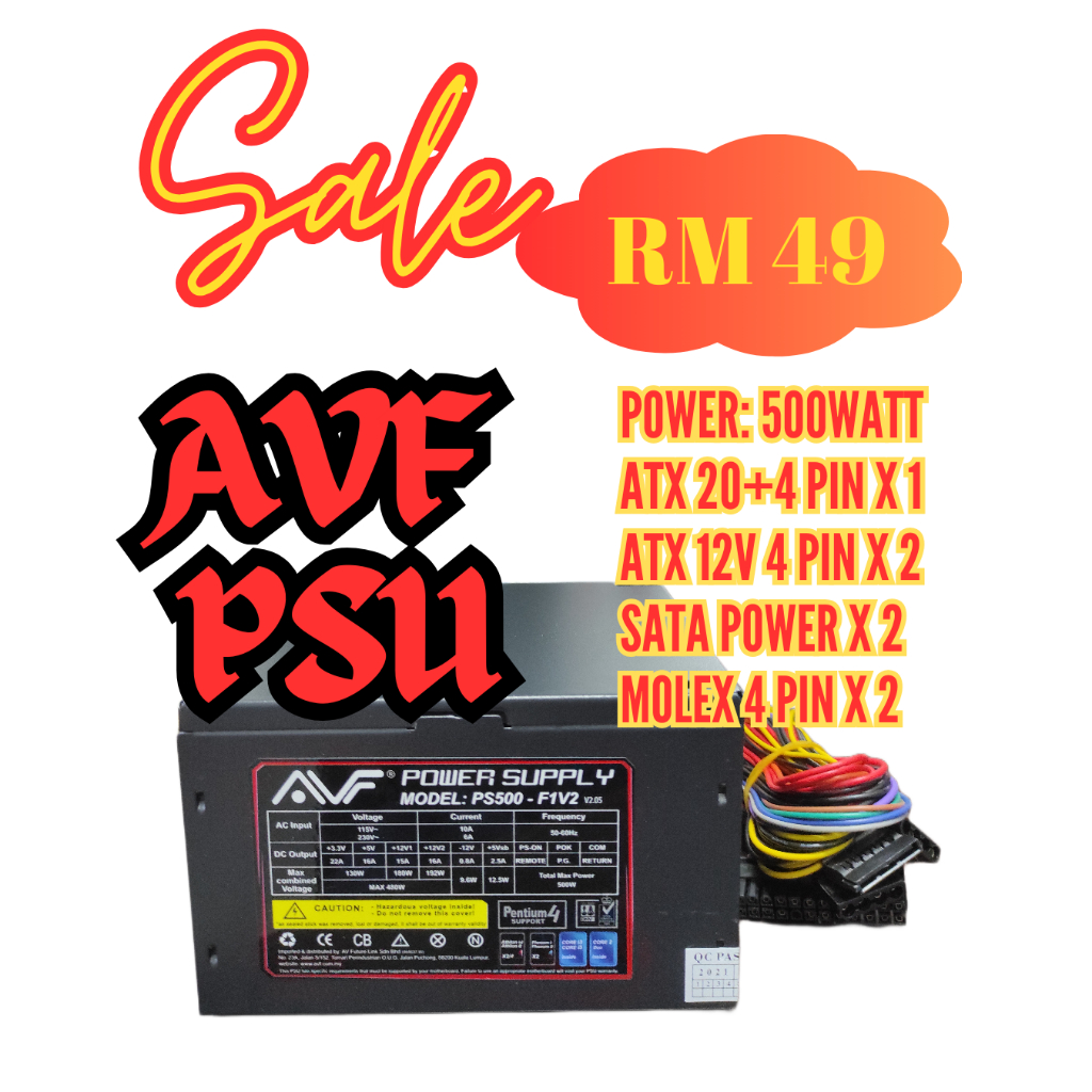 AVF Desktop Power Supply Unit (PS500-F1V2 V2.05) | Shopee Malaysia