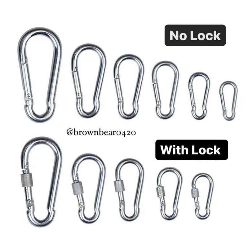 🇲🇾【Screw Lock】【5-14cm】Carabiner Hook Spring Snap Camping Fitness Lock ...