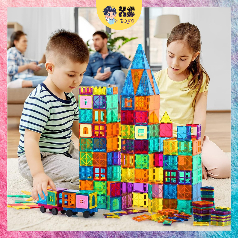 60/100/120pcs Magnet Tiles Building Blocks Magnetic Toys Colourful ...